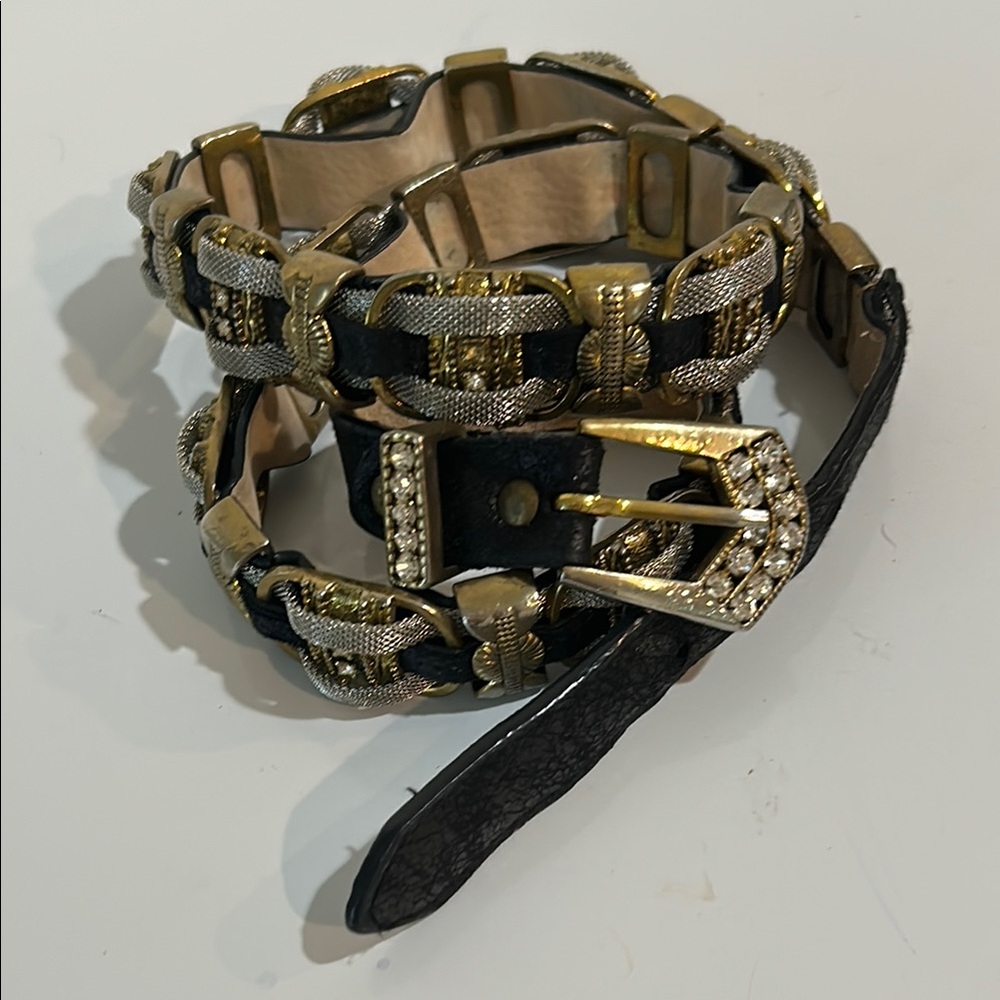 Vintage Nanni Made In Italy Silver Leather Metal Chai… - Gem